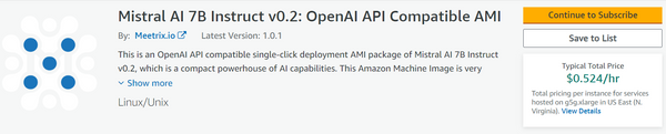 How to Set up Mistral AI - 7B on AWS Easily via AMI: OpenAI and API Compatible